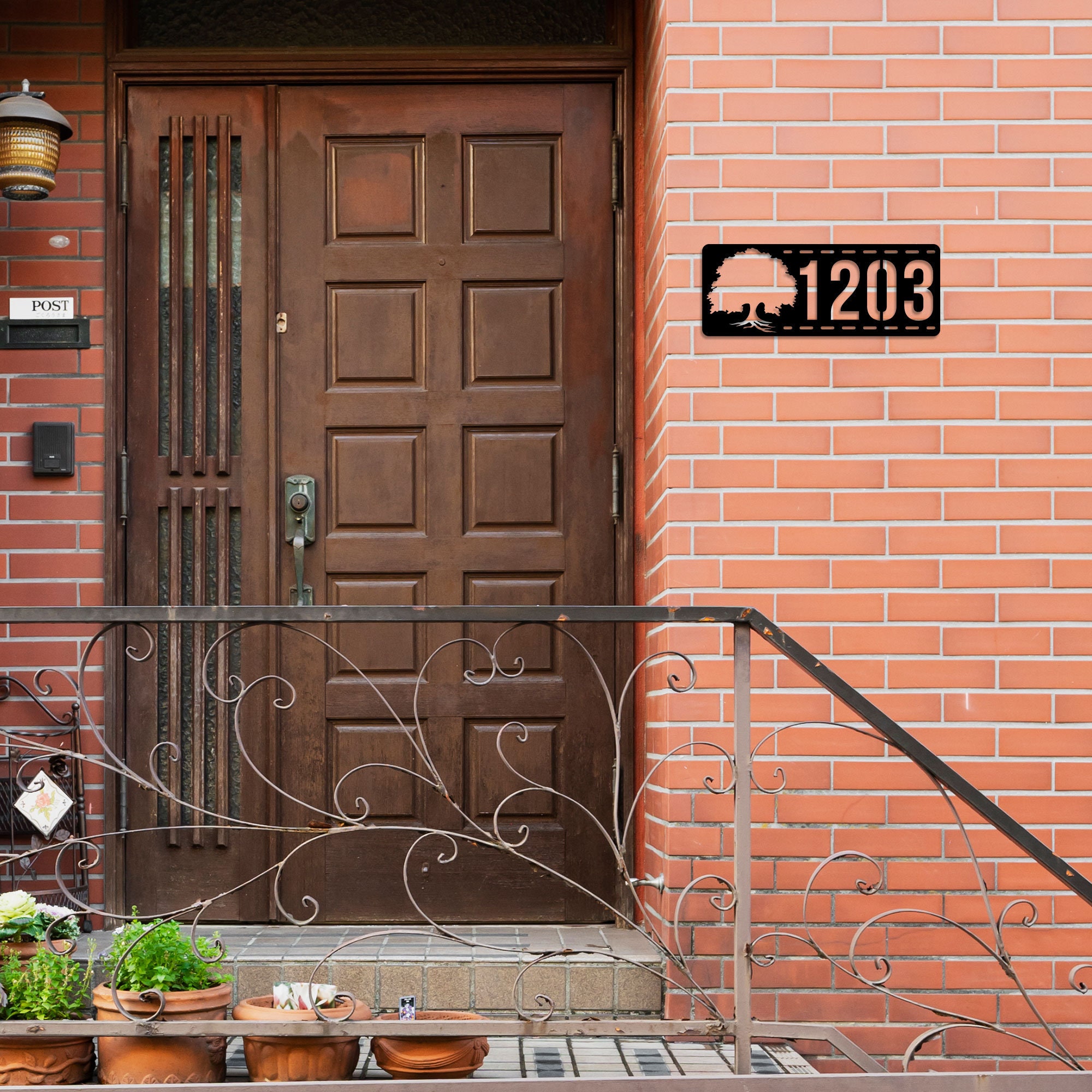 Custom Tree and Number Metal Sign, Tree House Number Sign, Address ...