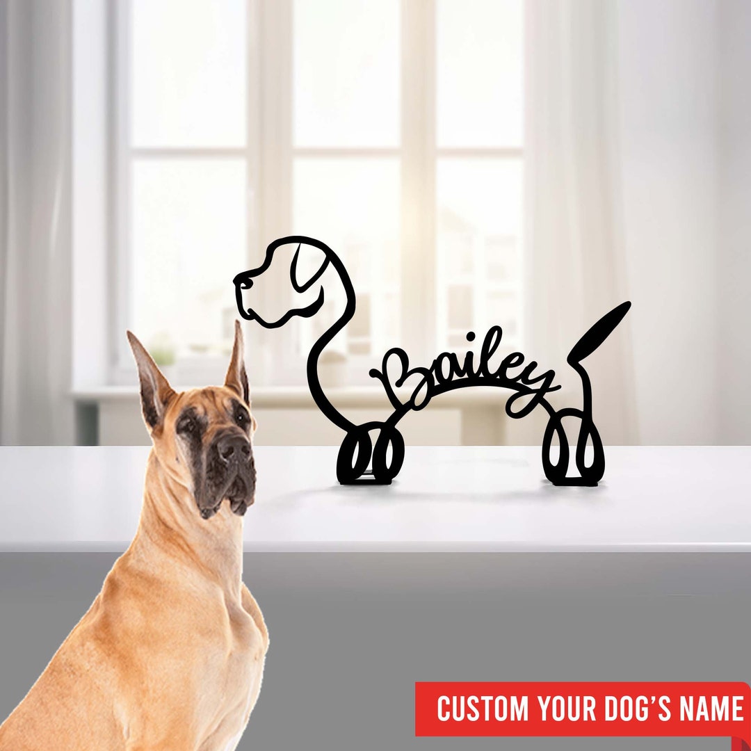 Personalized Great Dane Metal Table Sign, Minimalist Sculpture Statue ...