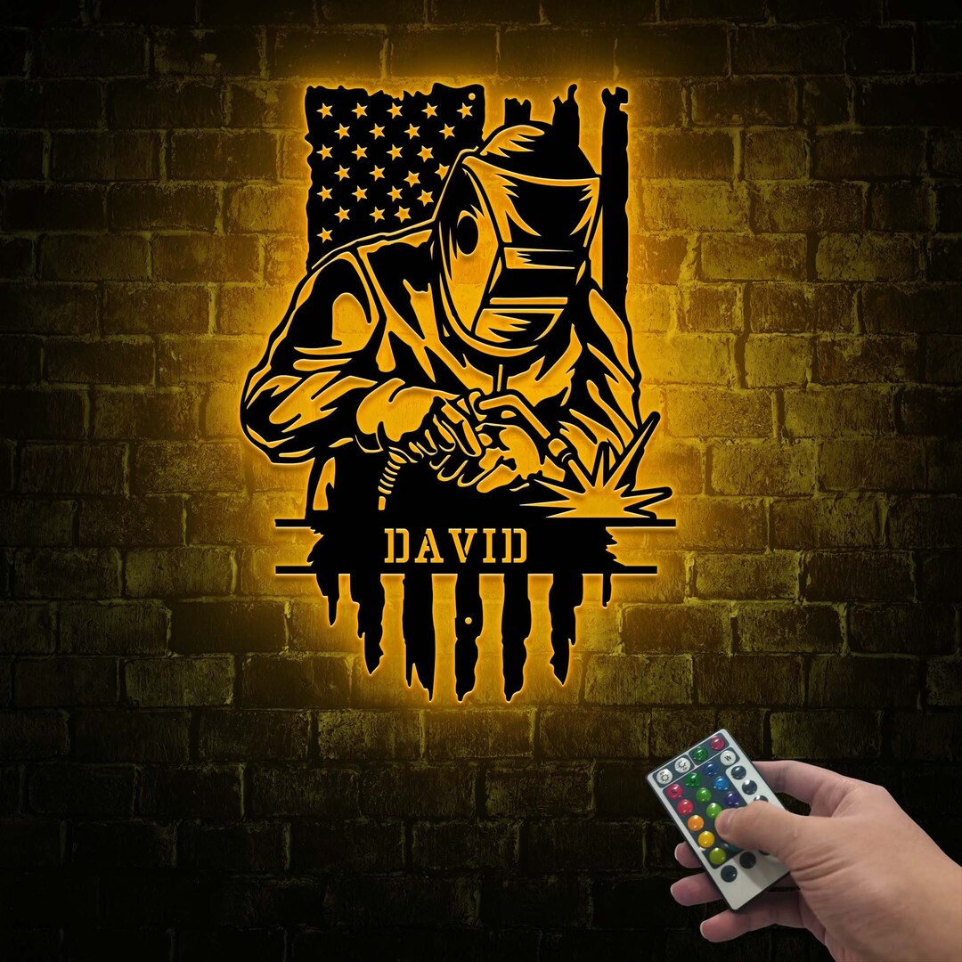 Custom Welder Metal Sign With Led Light, Welder Gifts, Xmas Birthday ...