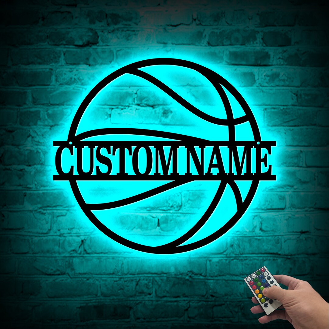 Personalized Basketball Metal Wall Art With LED Lights - Etsy