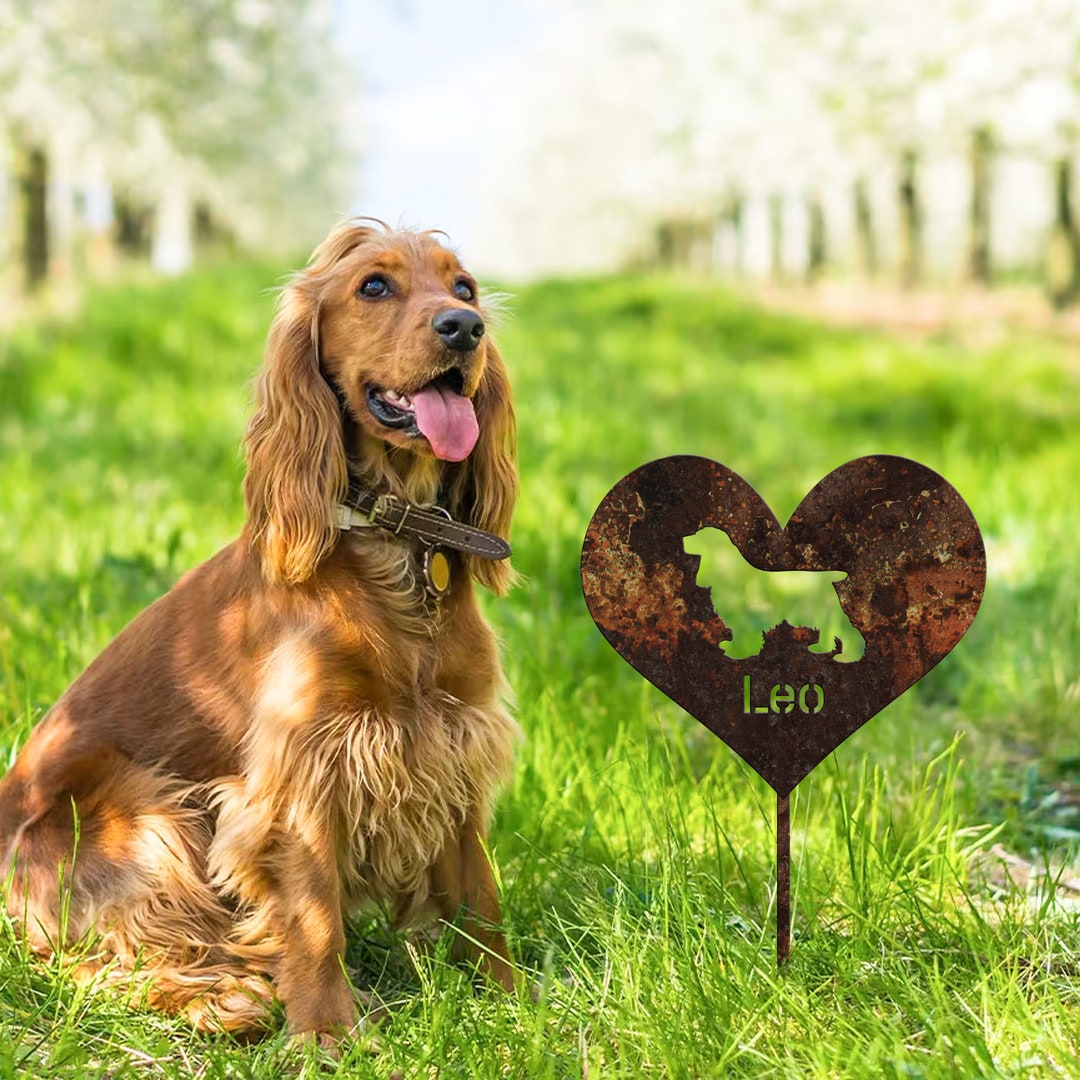 Cocker Spaniel Garden Sign Rusty, Dog Garden Stake, Rusted Metal Yard ...