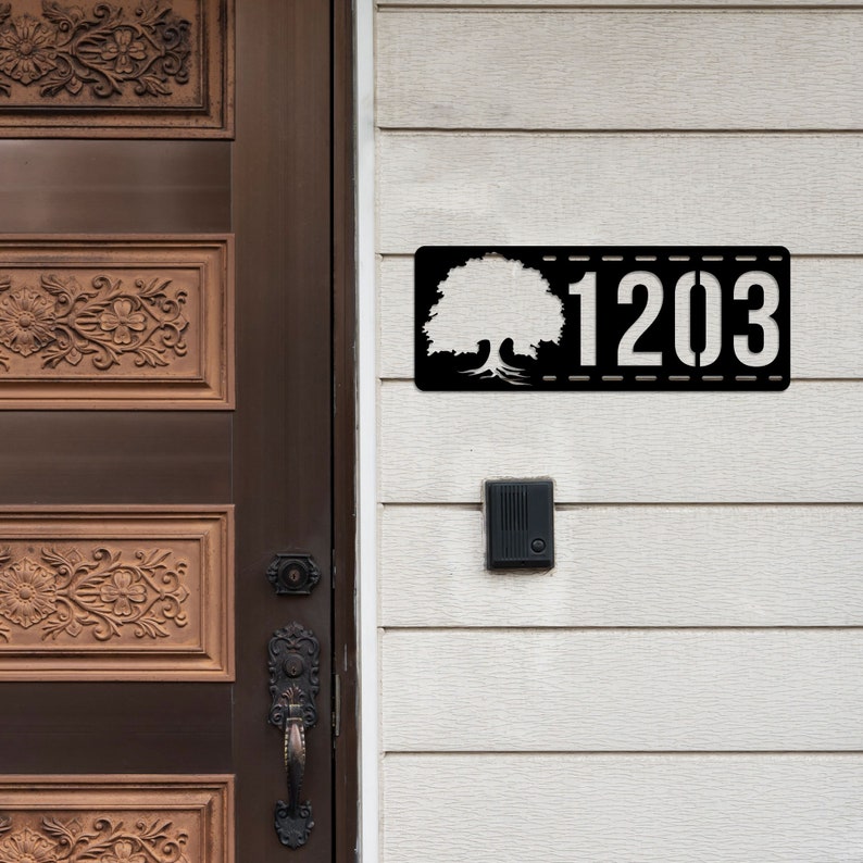 Custom Tree and Number Metal Sign, Tree House Number Sign, Address ...