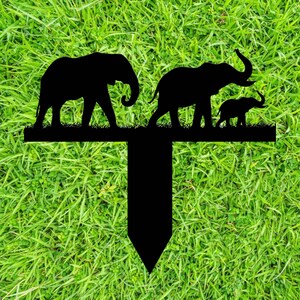Elephant Family Metal Garden Stake, Mother's Day Father's Day Gift ...
