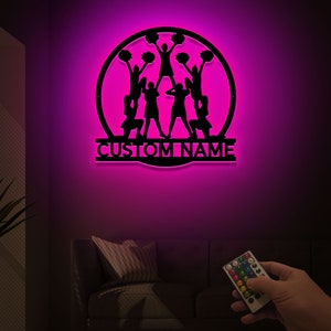 Custom Cheerleading Metal Wall Art With Led Light, Cheerleader Gifts ...