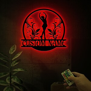 Girl Figure Skating Sign Led Light, Metal Figure Skater Sign Wall Art ...