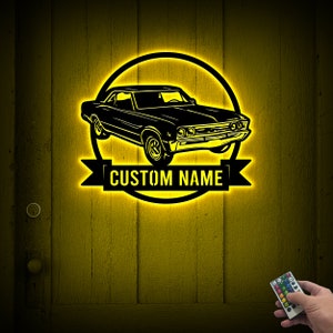 Custom Metal Muscle Car Sign With Led Light, Custom Garage Sign, Garage ...