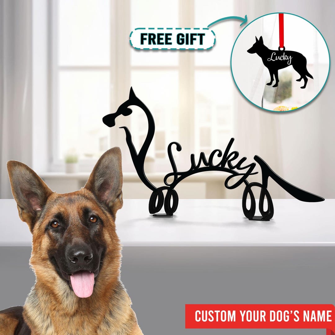 Personalized German Shepherd Metal Table Sign, Minimalist Sculpture ...