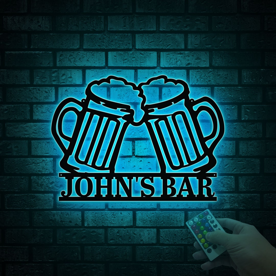 Personalized Beer Sign With Light Beer Zone Pub Club Decor Outdoor Wall ...