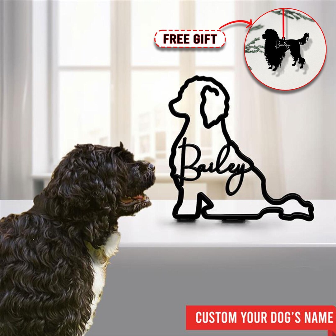 Portuguese Water Dog Metal Table Sign, Minimalist Sculpture Statue ...