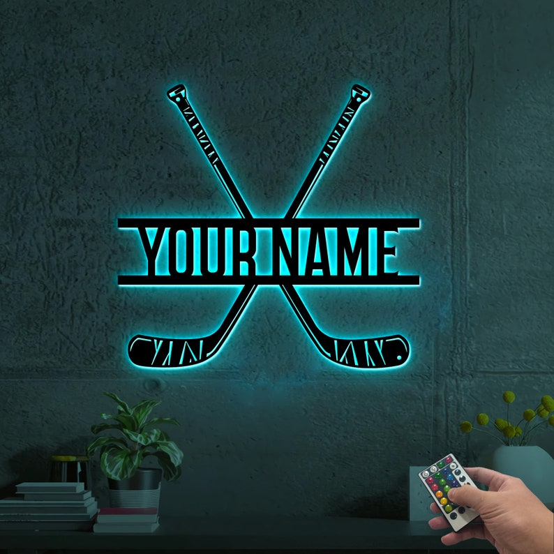 Personalized Hockey Sticks Monogram Sign Led Lights Sticks - Etsy