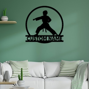 Custom Boy Karate Metal Wall Art With Led Light, Martial Arts Sign, Kid ...