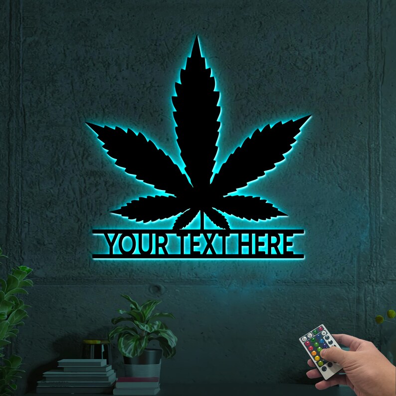 Personalized Weed Metal Wall Art With Lights Marijuana Sign - Etsy