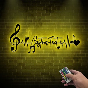 Personalized Music Heartbeat Metal Wall Art Led Light, Ekg Music Wall ...