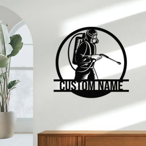 Custom Exterminator Metal Wall Art With Led Light, Pest Control Sign ...