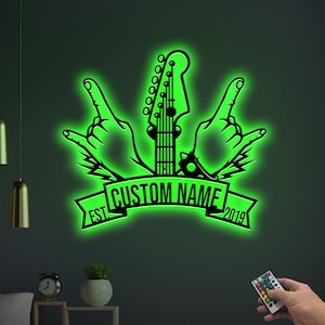 Custom Metal Rock and Roll Sign With Led Light, Rock N Roll Wall Art ...