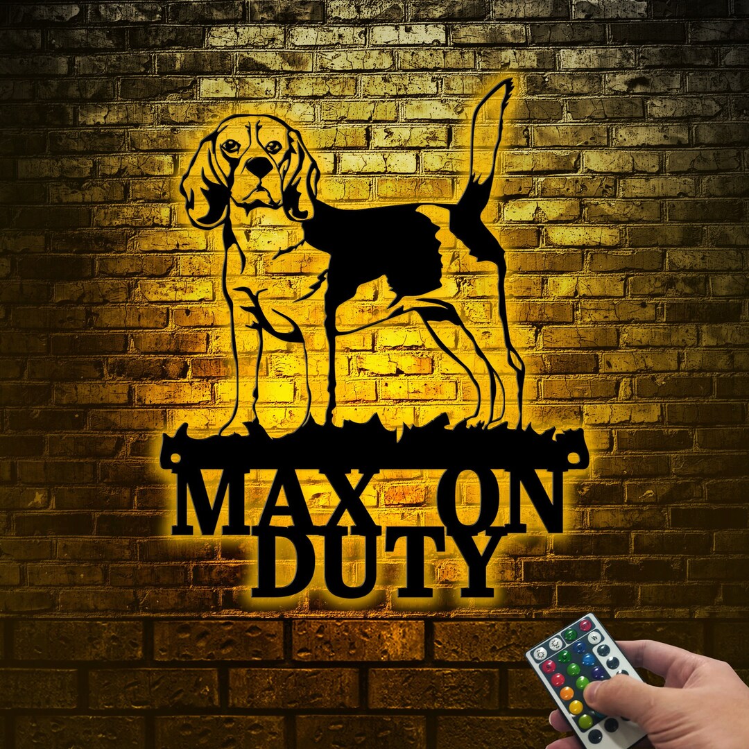 Beagle on Duty Sign With Led Light, Guard Dog on Duty Sign, Beagle ...