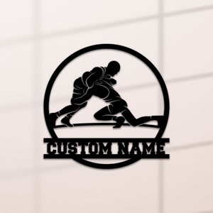 Custom Wrestling Sign Metal Wall Art Led Light, Wrestler Name Sign ...