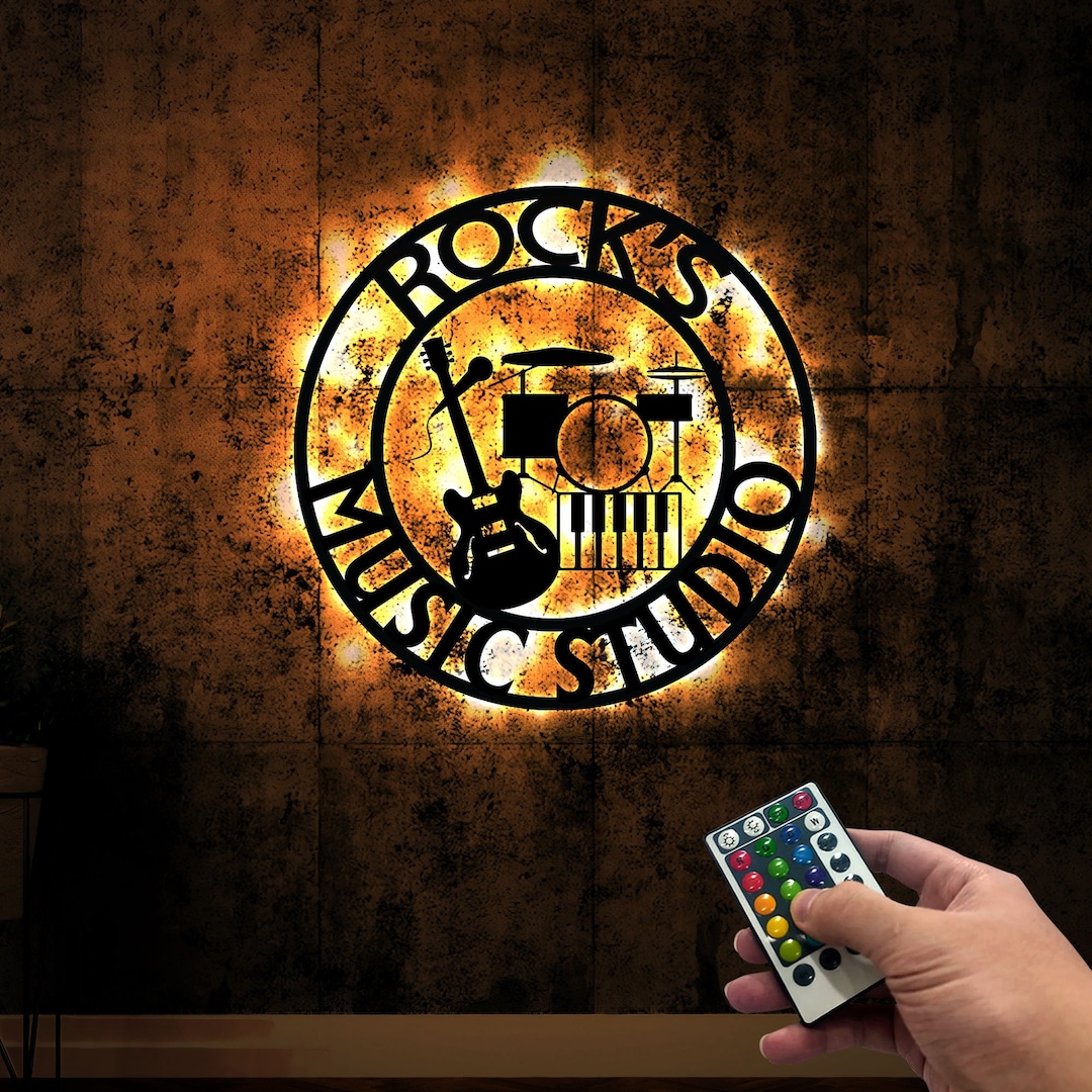 Personalized Musical Instruments Metal Wall Art With Led Lights, Custom ...