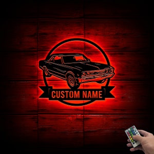 Custom Metal Muscle Car Sign With Led Light, Custom Garage Sign, Garage ...