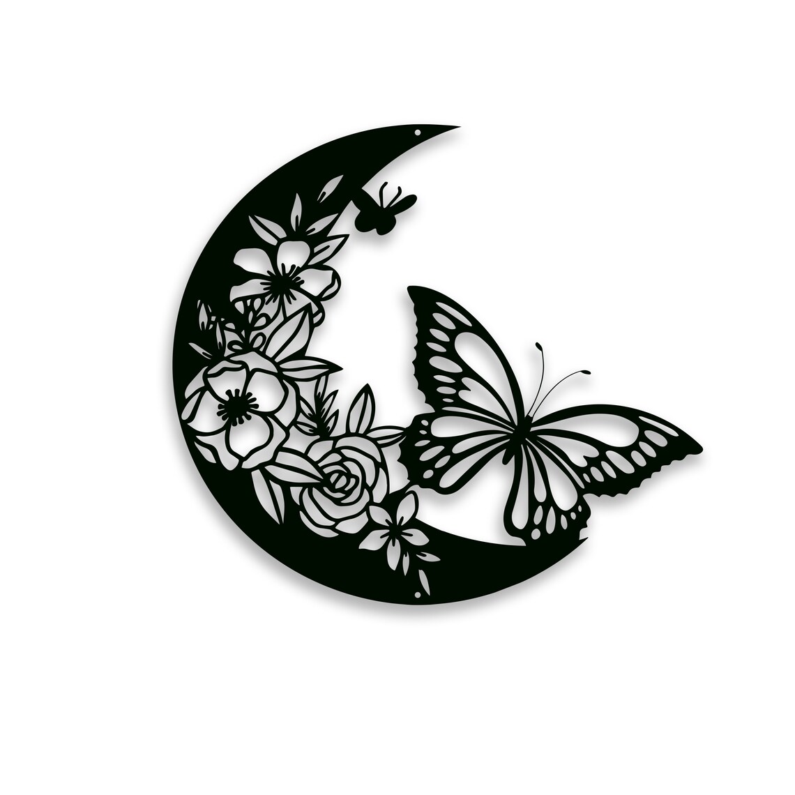 Butterfly Moon Metal Sign Living Room Sign Floral Moon Sign - Etsy