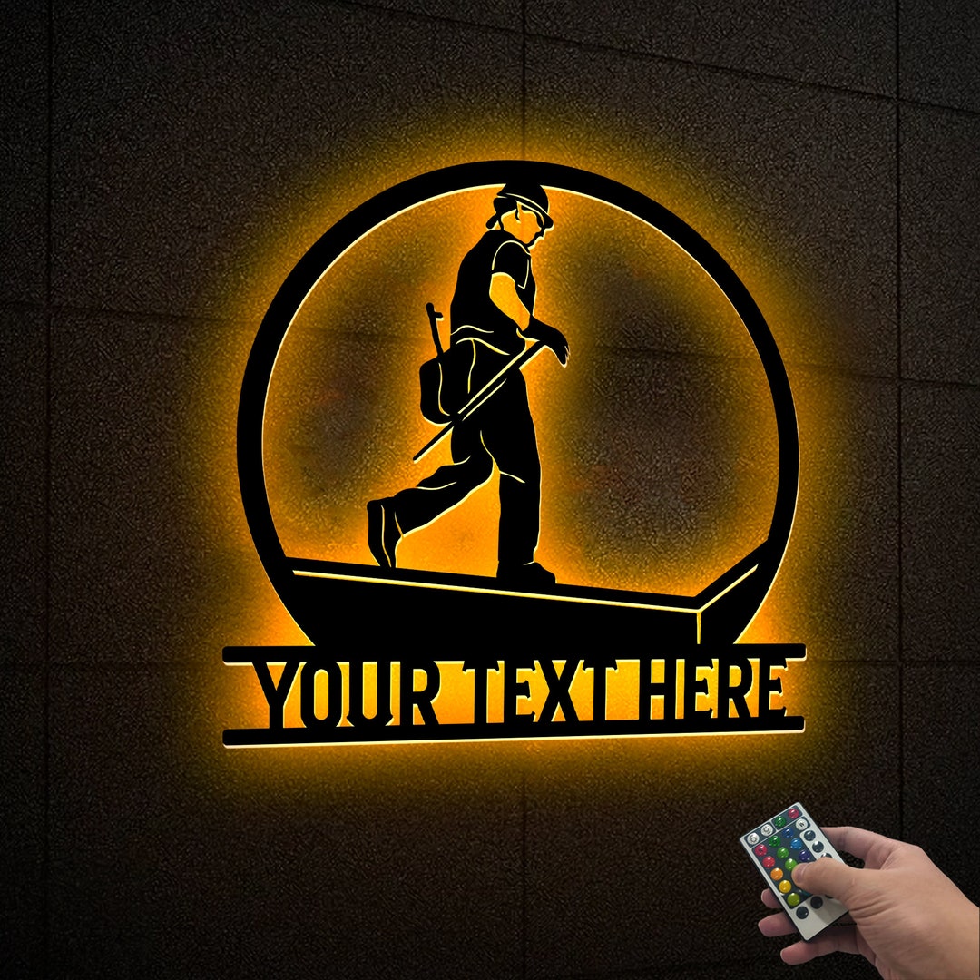 Personalized Ironworker Metal Wall Art With Lights, Personalized ...