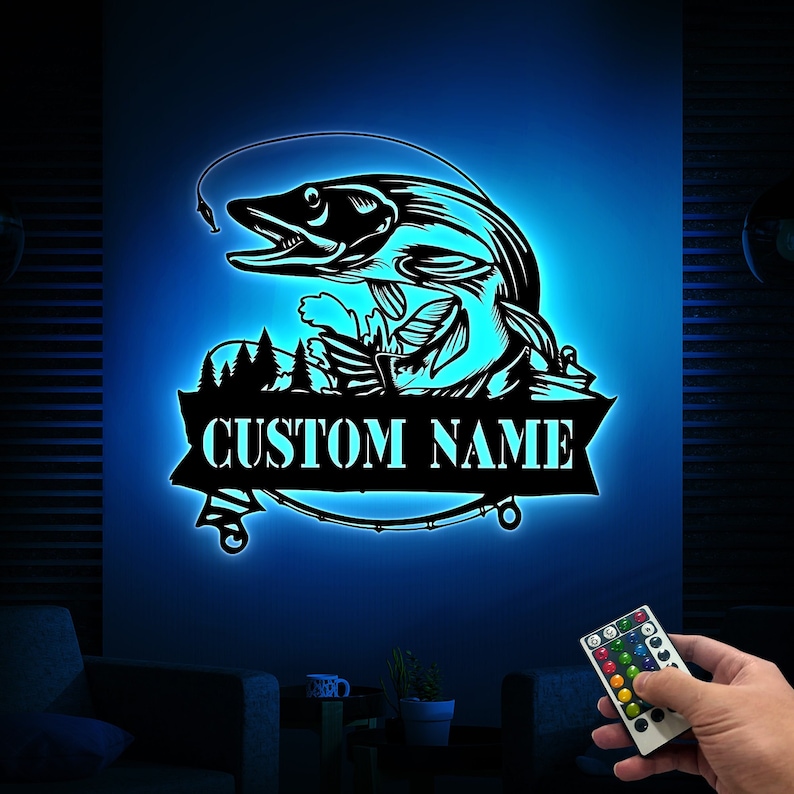 Custom Northern Pike Fishing Metal Wall Art With Led Light - Etsy