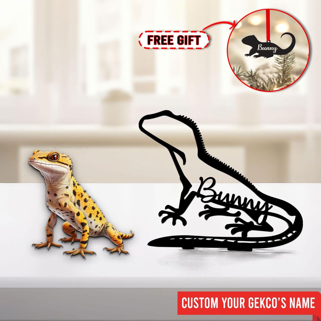 Personalized Reptile Metal Table Sign, Pet Lizard Gecko Minimalist ...