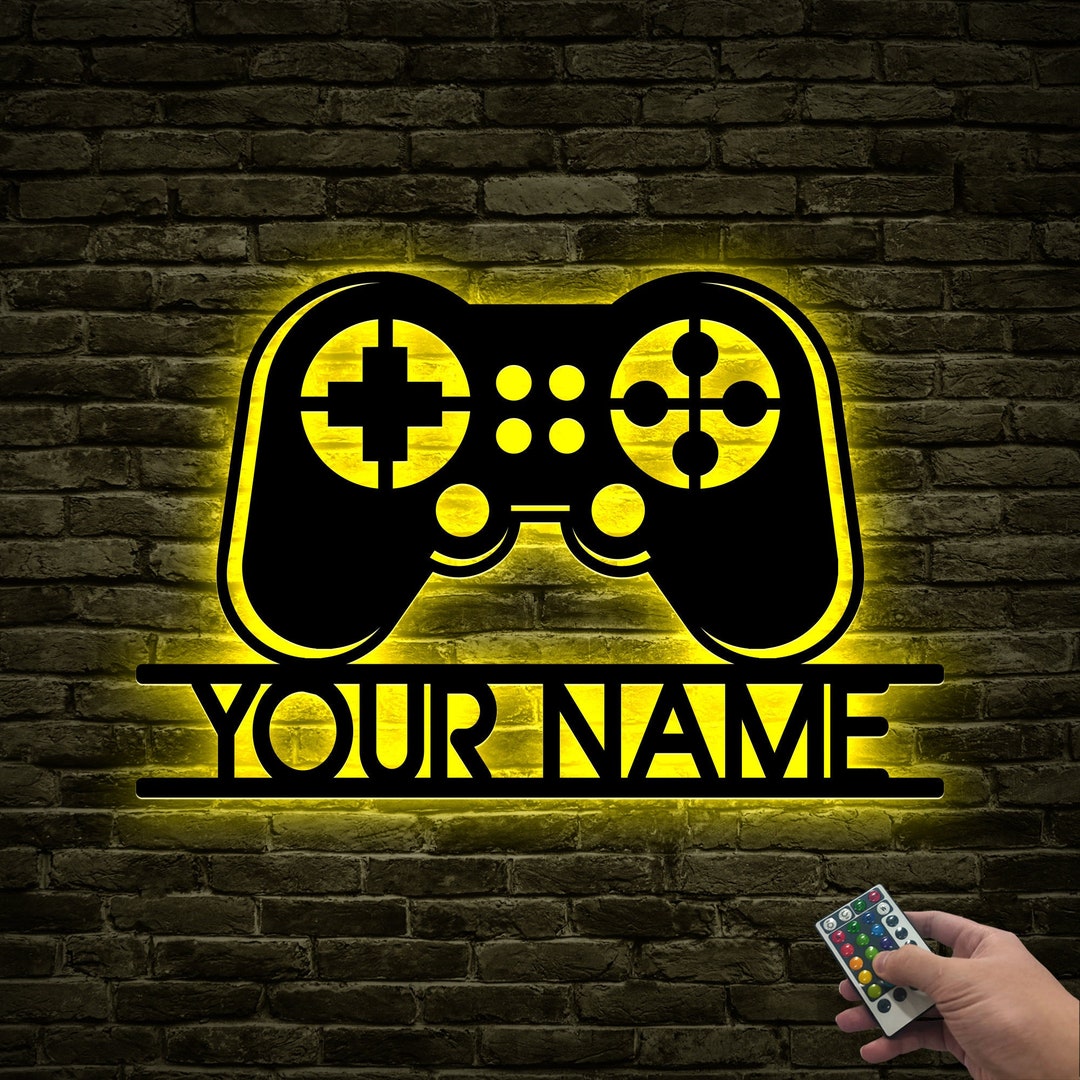 Personalized Game Room Sign With Lights, Custom Gamer Sign, Gaming Room ...