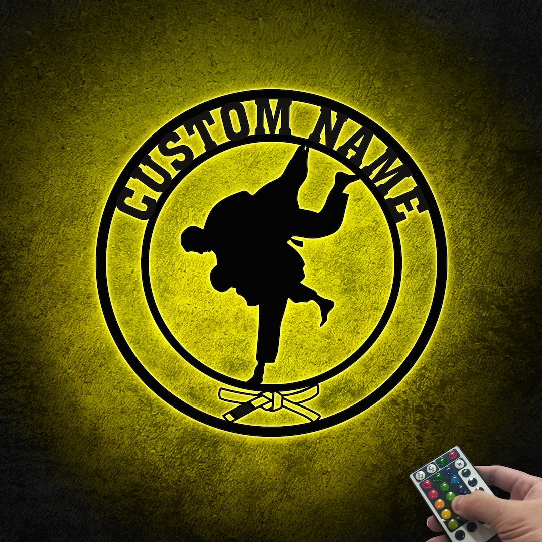 Personalized Brazilian Jiu Jitsu Metal Wall Art With Lights, Brazilian ...