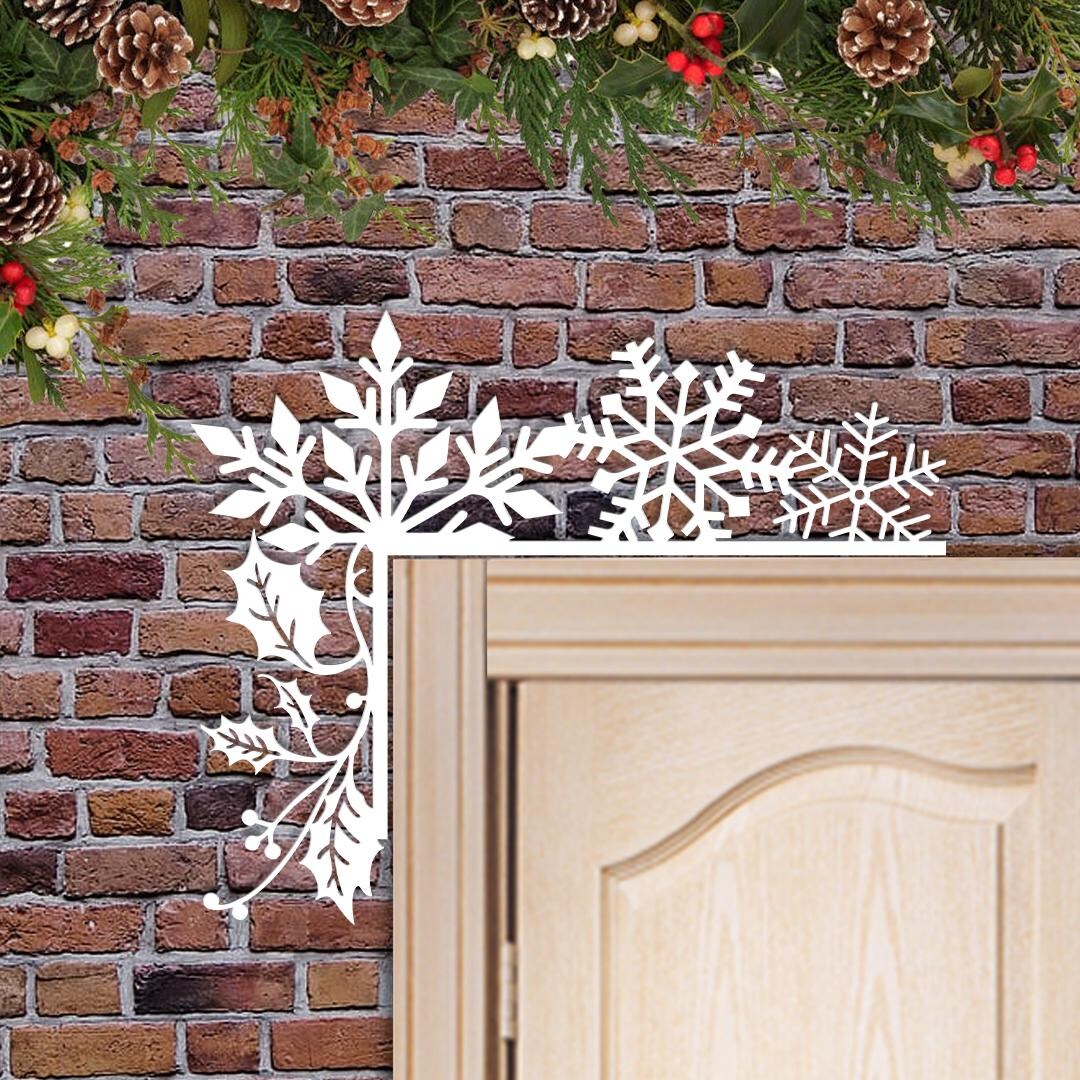 Christmas Metal Door Corner Sign, Snowflake Door Topper Decor ...