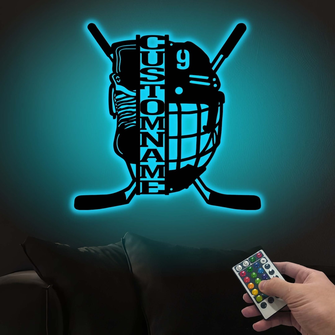 Custom Hockey Metal Led Sign With Name and Number, Christmas Gift ...