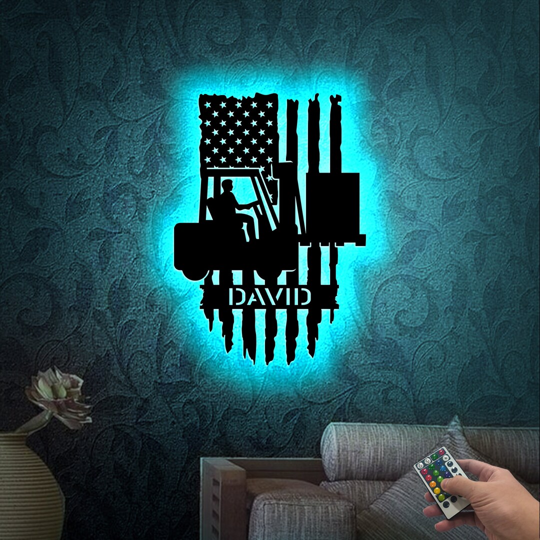 US Forklift Driver Metal Sign Led Light, Forklift Certified, Forklift ...
