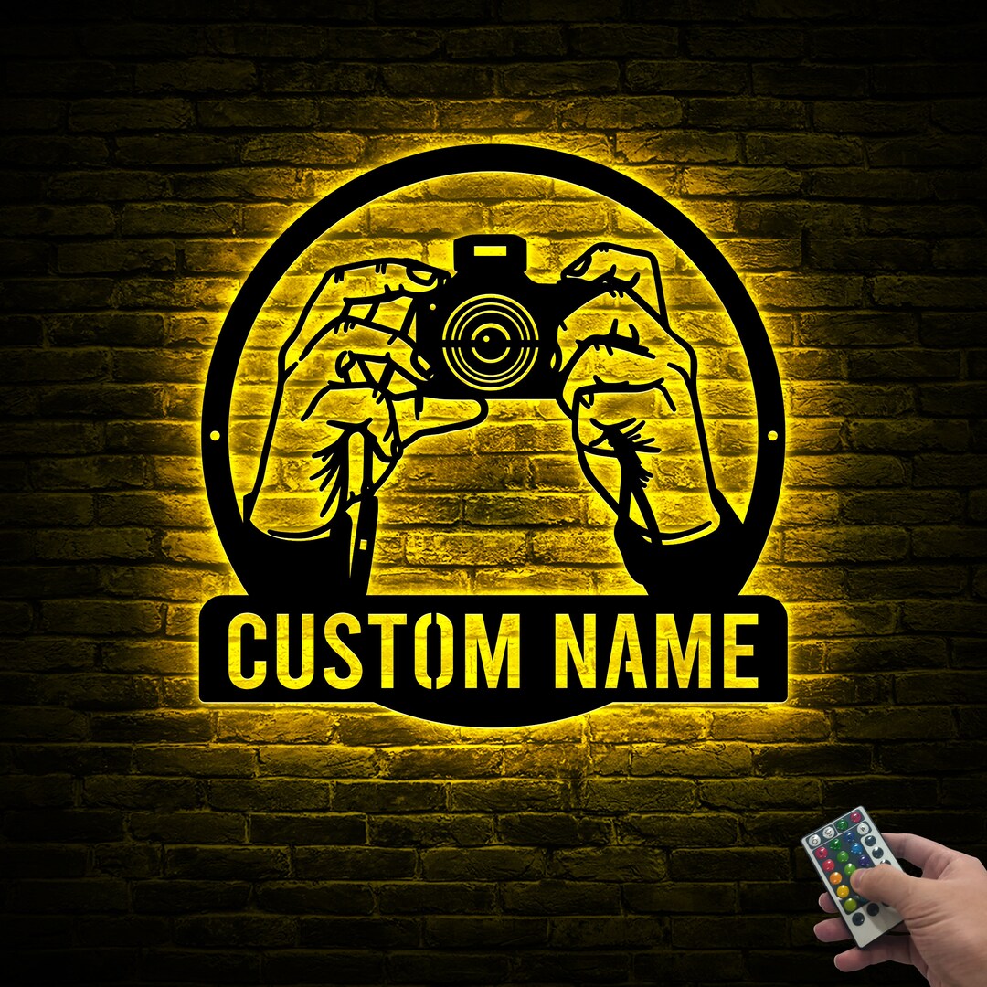 Custom Photographer Metal Wall Art With Led Light, Photographer Gift ...