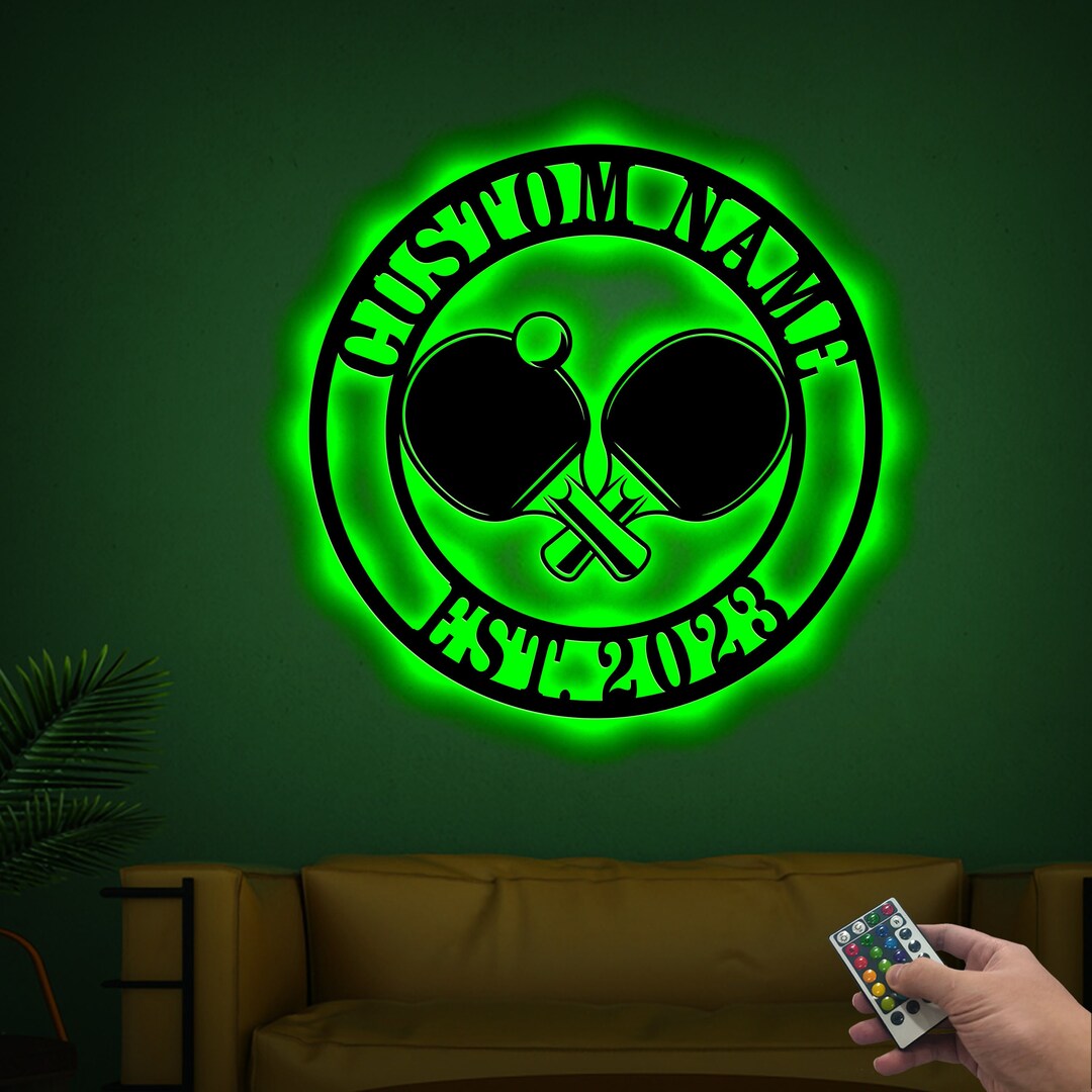 Custom Metal Ping Pong Sign Table Tennis Sign With Led Light, Game Room ...