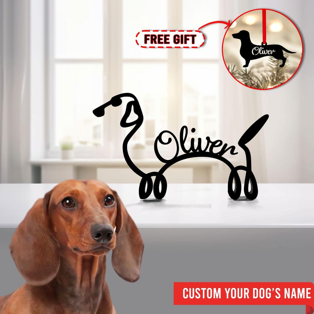 Personalized Dachshund Wiener Dog, Metal Sign, Cute Sign, Minimalistic ...