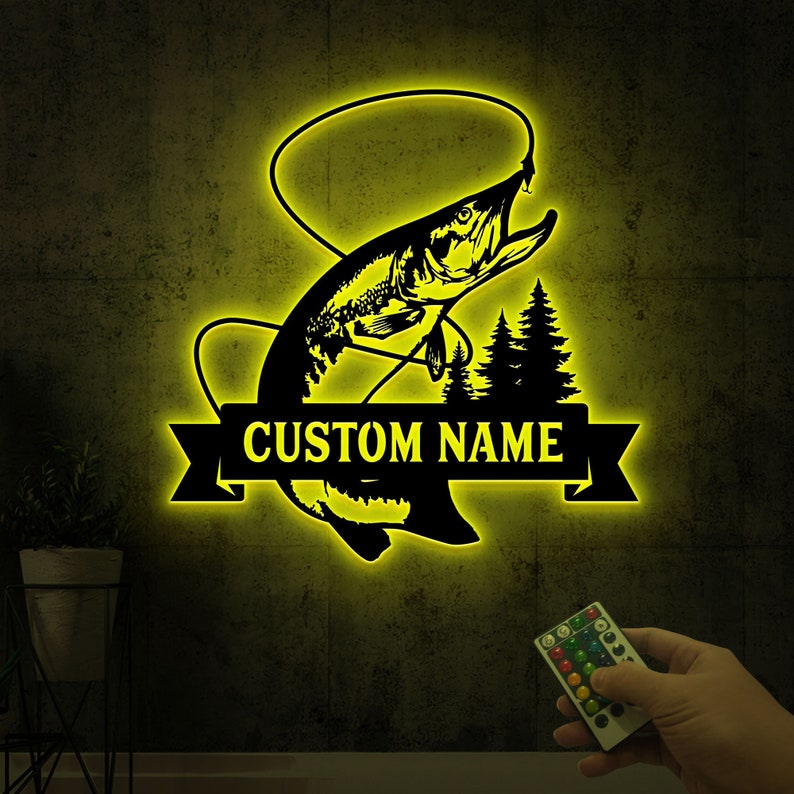 Custom Muskellunge Fishing Metal Wall Art With Led Light - Etsy