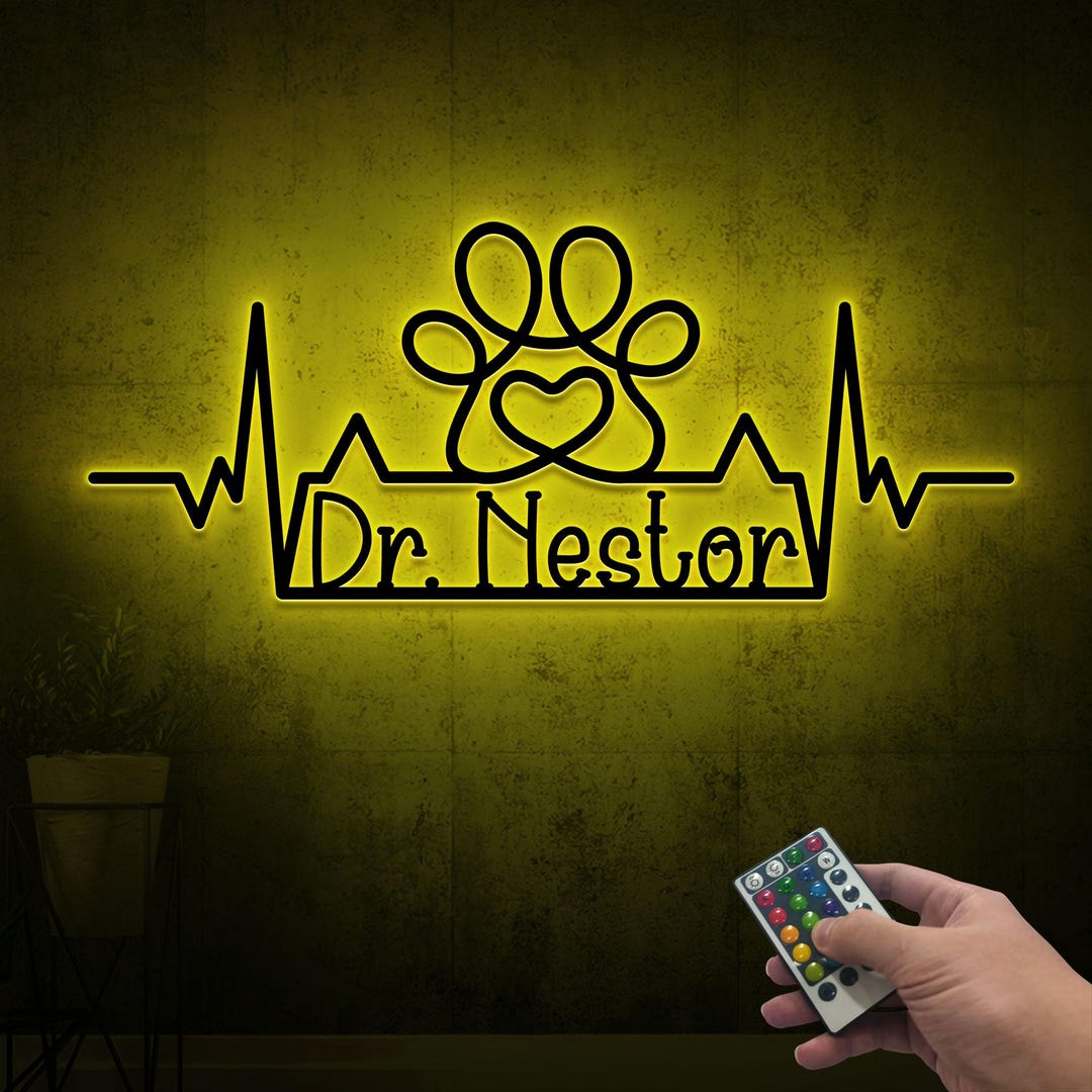 Veterinary Doctor Custom Metal Wall Art Led Lights, Veterinary Gift ...