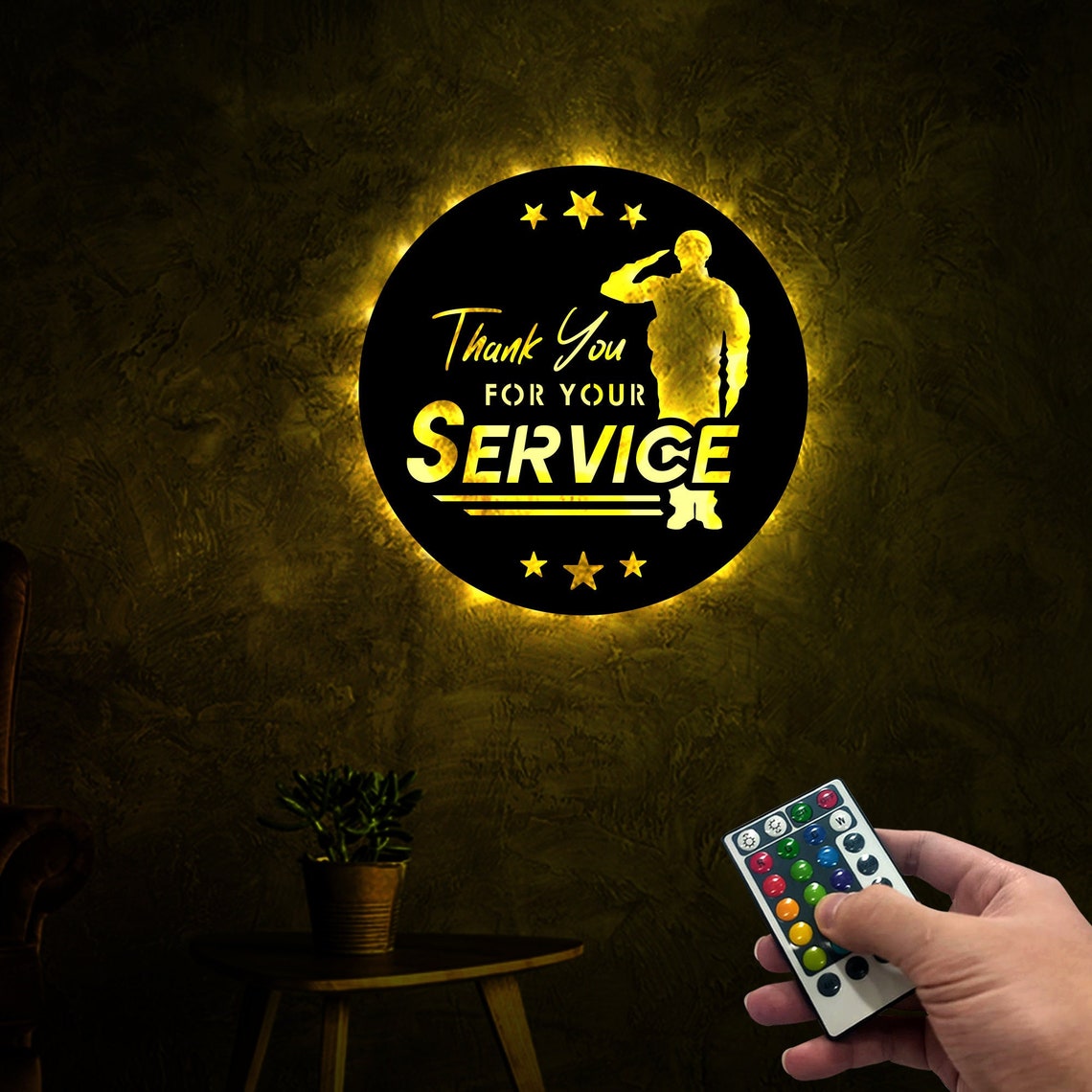 Thank You for Your Service Metal Wall Art With Led Lights - Etsy