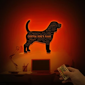 Beagle Dog Traits Custom Metal Wall Art Led Light, Beagle Personality ...