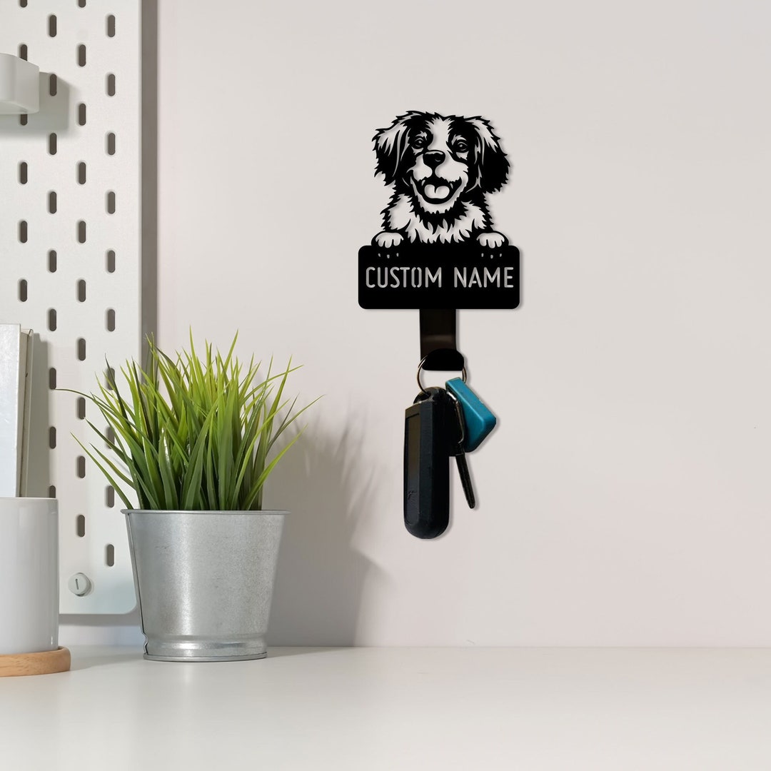 Brittany Dog Key Holder, Stainless Steel Metal Leash Hanger - Etsy