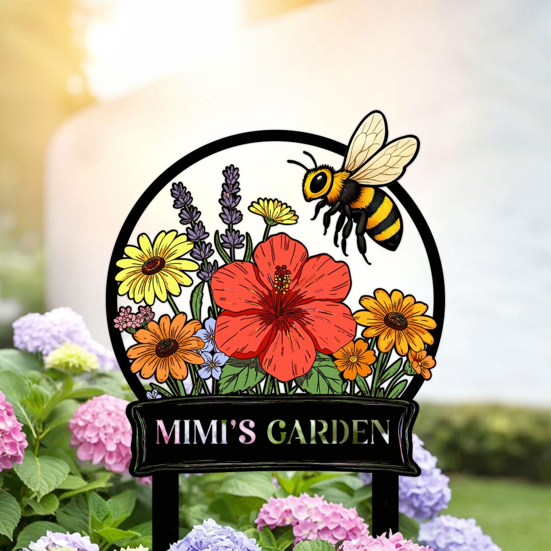 Custom Bee Garden Sign With Stakes, Mother's Day Gift for Mimi, Bee ...