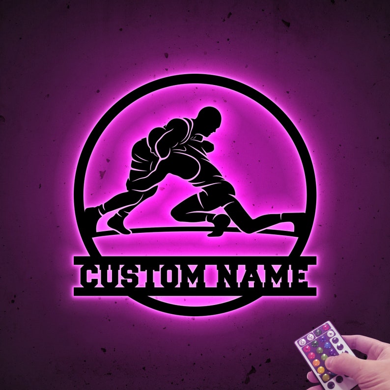 Custom Wrestling Sign Metal Wall Art Led Light Wrestler Name - Etsy