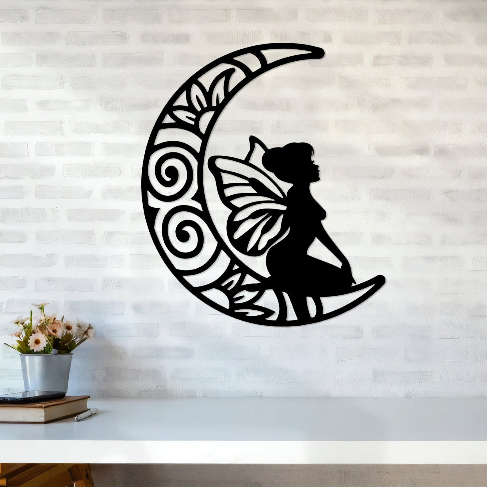 Moon Metal Sign Angel Garden Decor Angel Garden Metal Wall - Etsy
