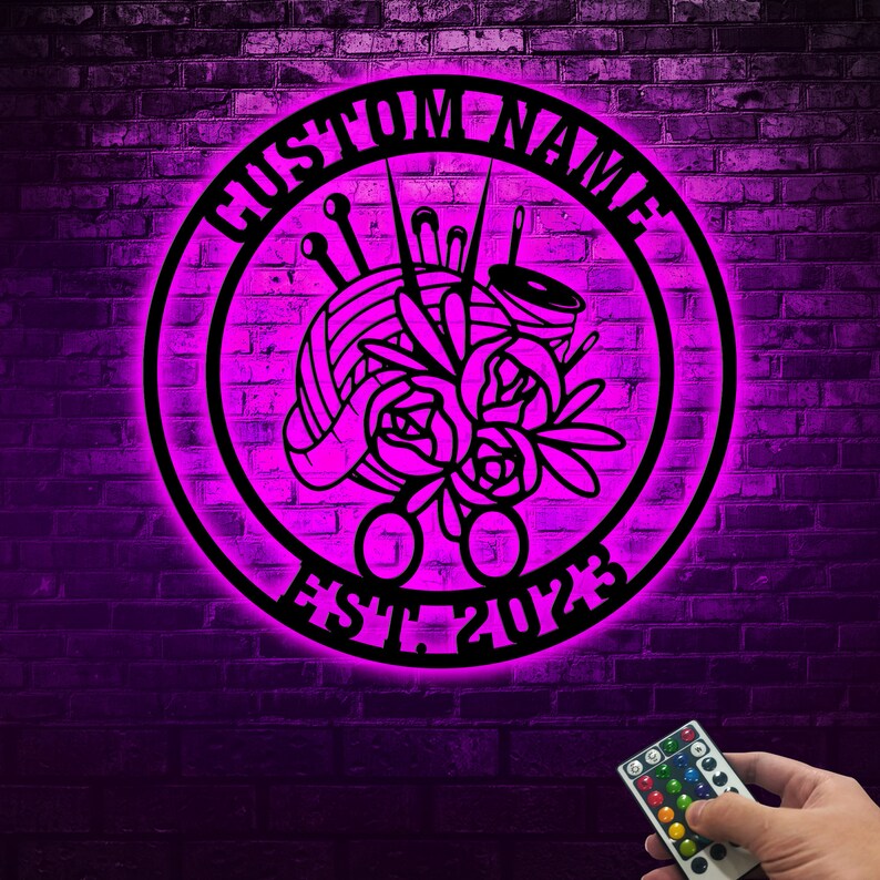 Custom Metal Crochet Sign With Led Light Crochet Lover Gift - Etsy