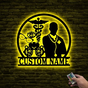 Custom Optician Metal Wall Art With Led Light, Optician Gift Optometry ...