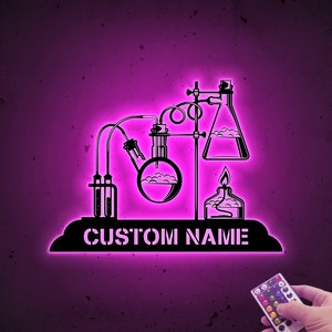 Custom Chemistry Teacher Metal Sign With Led Light, Science Teacher Sign, Chemist Name Sign ...