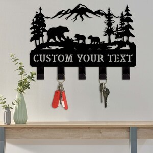 Bear Family Key Holder for Wall, Metal Key Holder, Custom Key Rack ...