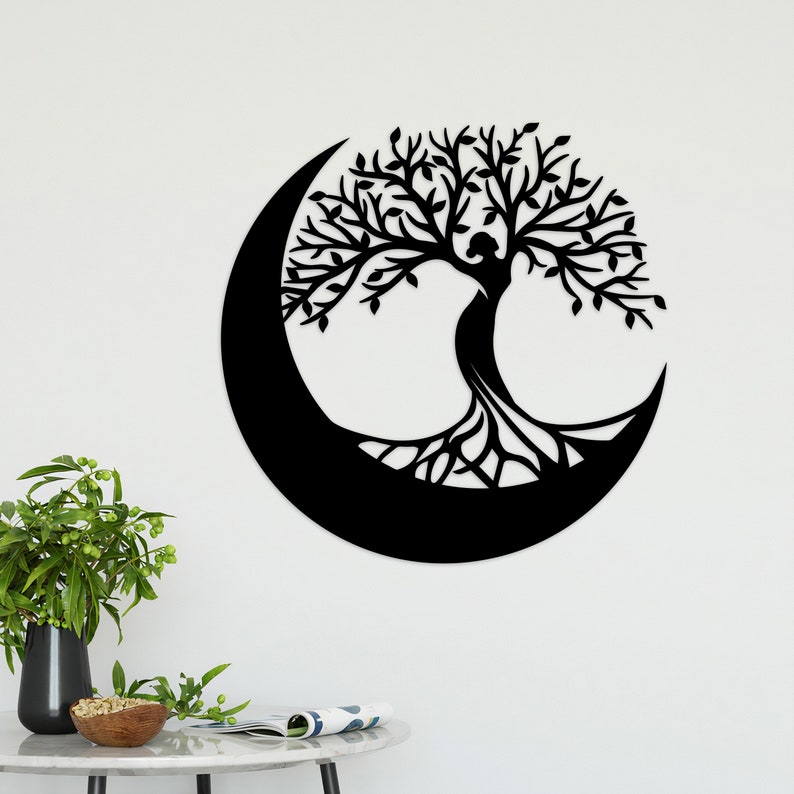 Tree of Life Crescent Moon Metal Wall Art With Led Lights - Etsy