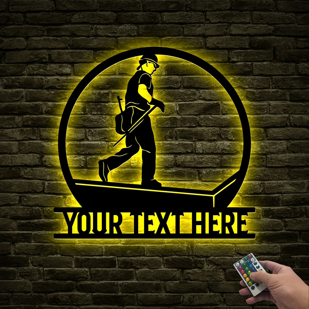 Personalized Ironworker Metal Wall Art With Lights, Personalized ...