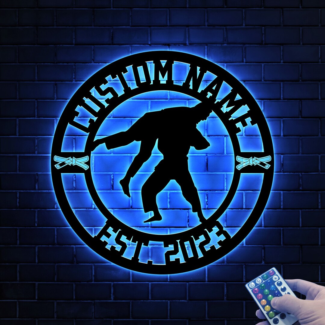 Custom Jiu Jitsu Name Sign With Led Light, Martial Arts Gift, Jiu Jitsu ...